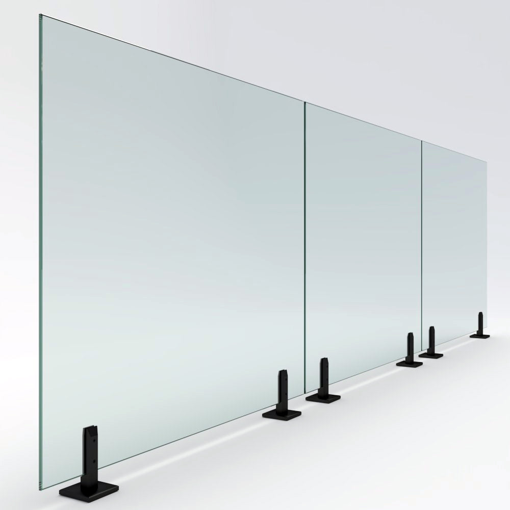 Frameless 1/2'' Ultra Clear Tempered Glass Railing Panel with 2 Posts ...